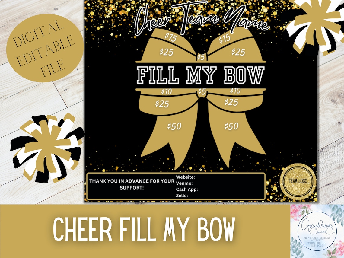 Black & Gold Cheer Fundraiser | Fill My Bow | Fundraiser | Cheer ...