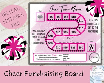 Gold Cheerleader Fundraiser Board | Editable CHEER Fundraiser Game ...