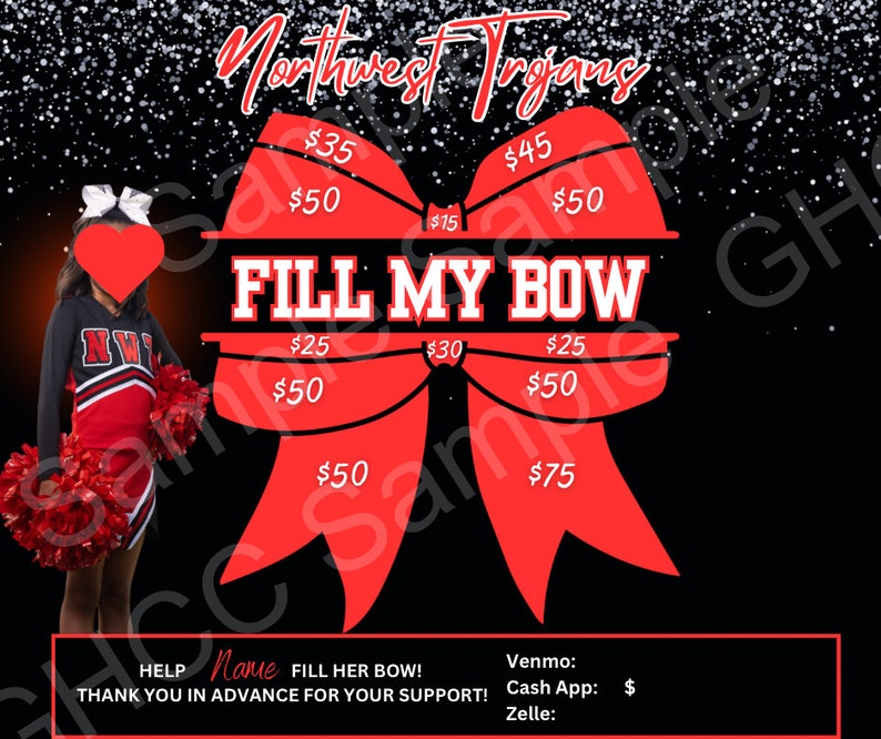 CUSTOM Made Cheer Fundraiser | Fill My Bow | Fundraiser | Cheer | Cheer ...