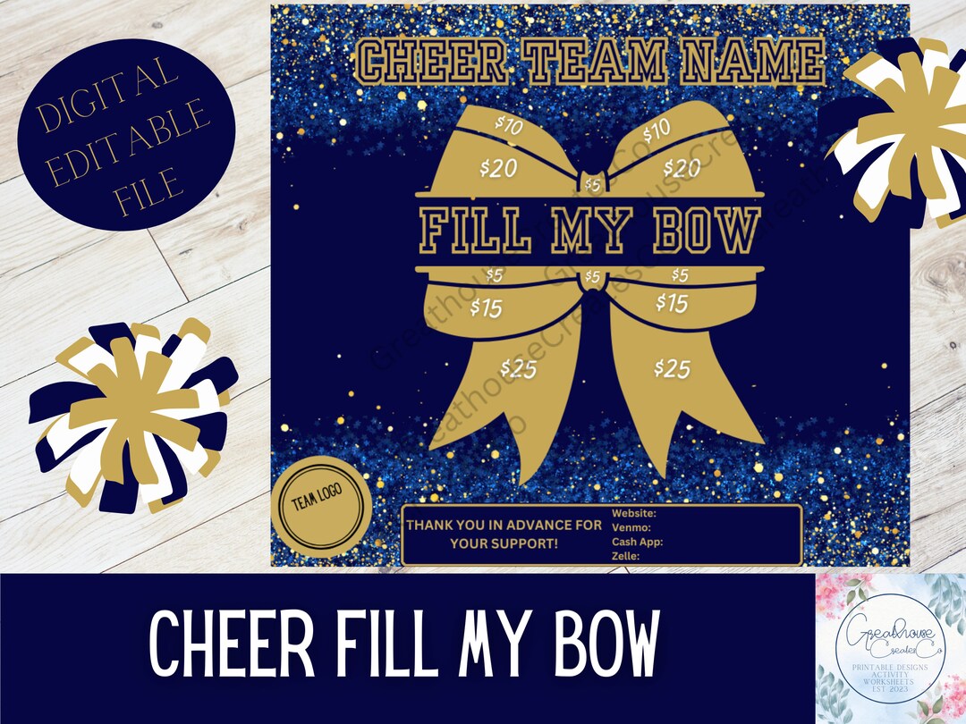 Blue & Gold Cheer Fundraiser | Fill My Bow | Fundraiser | Cheer | Cheer ...
