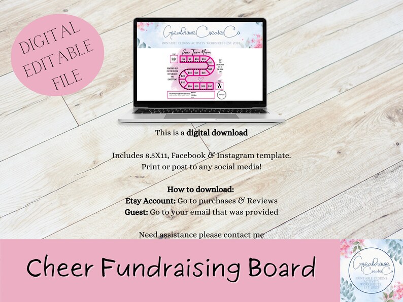 Pink Cheerleader Fundraiser Board Editable CHEER Fundraiser - Etsy