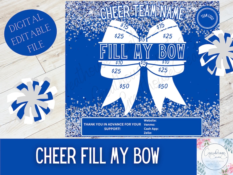Blue & White Cheer Fundraiser | Fill My Bow | Fundraiser | Cheer ...