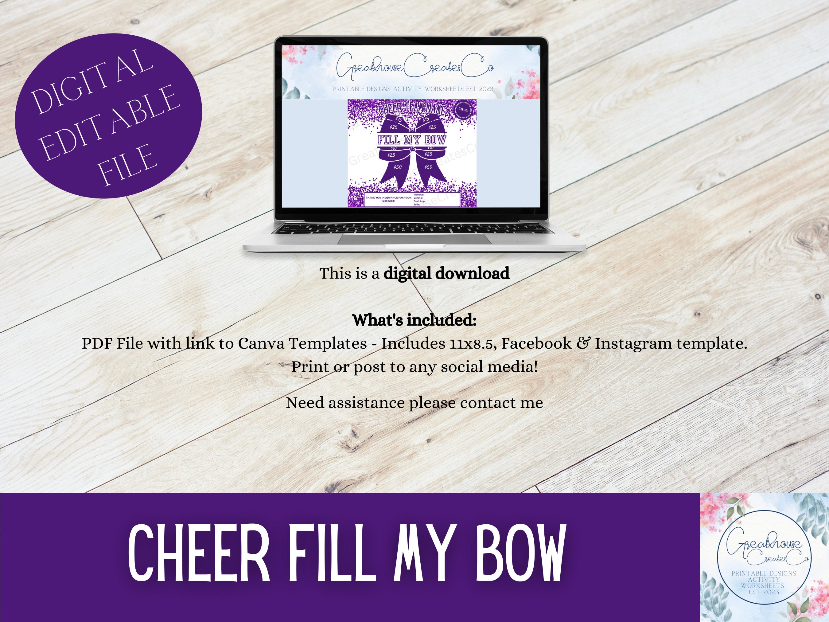 Purple & White Cheer Fundraiser | Fill My Bow | Fundraiser | Cheer ...