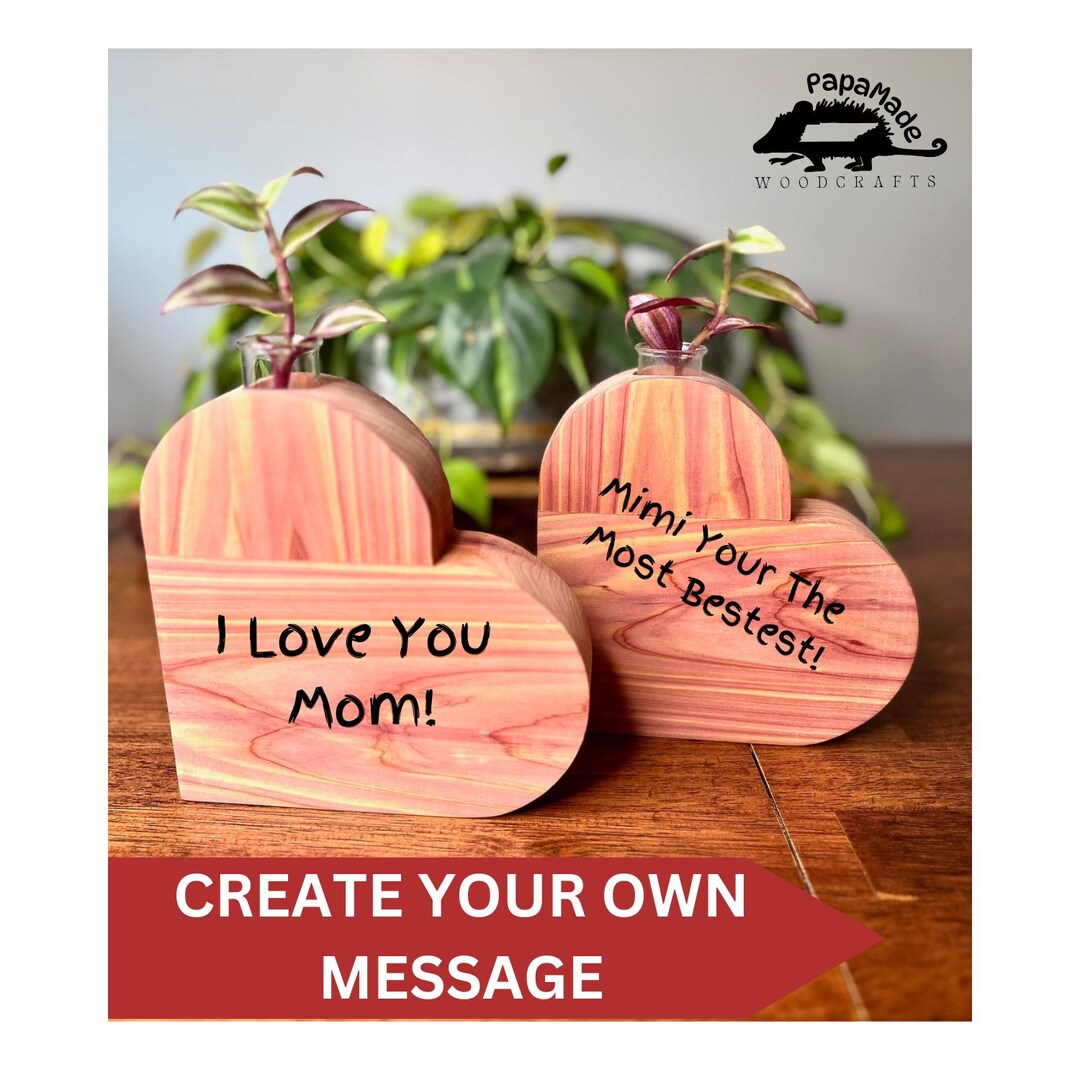 Heart Propagation Stand Cedar Planter Plant Lover Gift for Mom Bud Vase ...