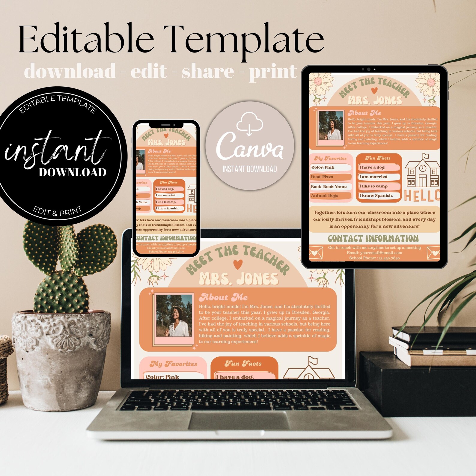Editable Boho Meet the Teacher Template: Back to School Flyer (canva ...