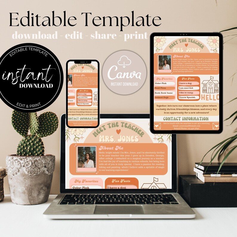 Editable Boho Meet the Teacher Template: Back to School Flyer (canva ...