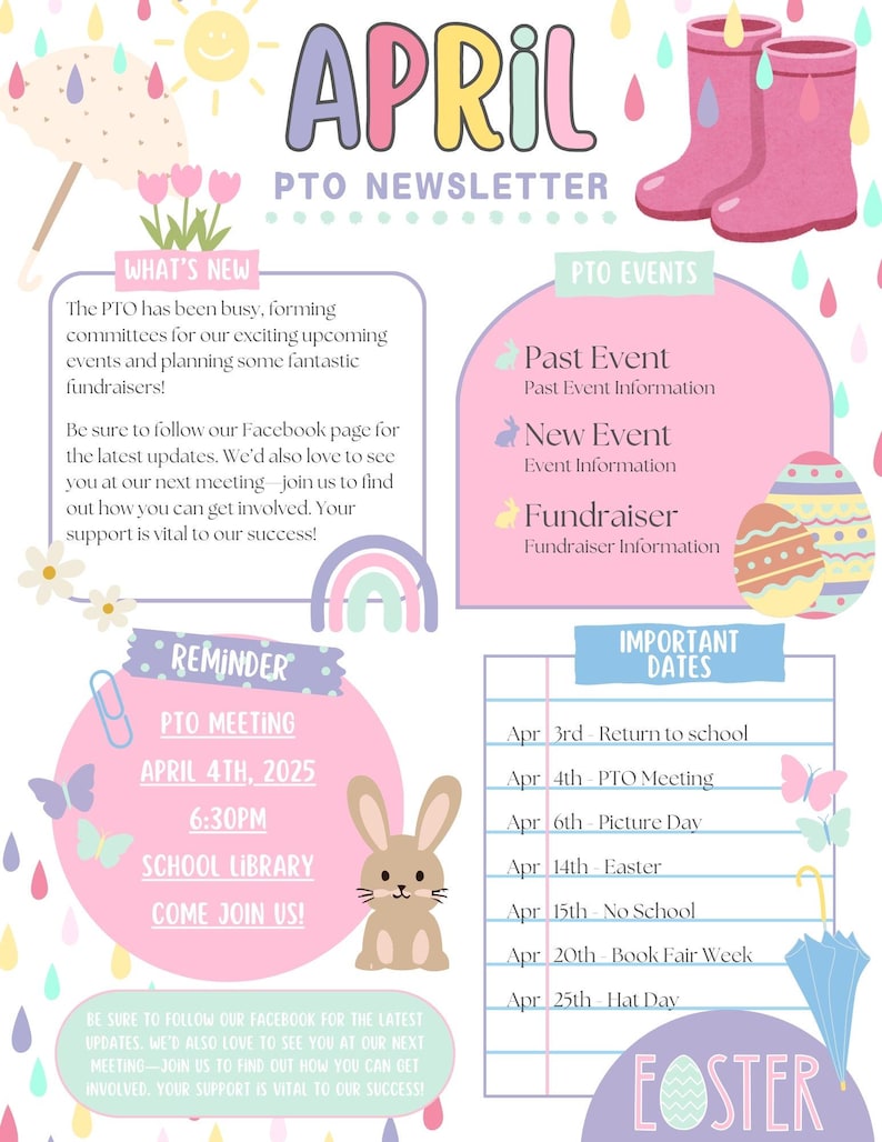 April Newsletter, PTO News, PTA, Teacher Classroom, Easter Day ...