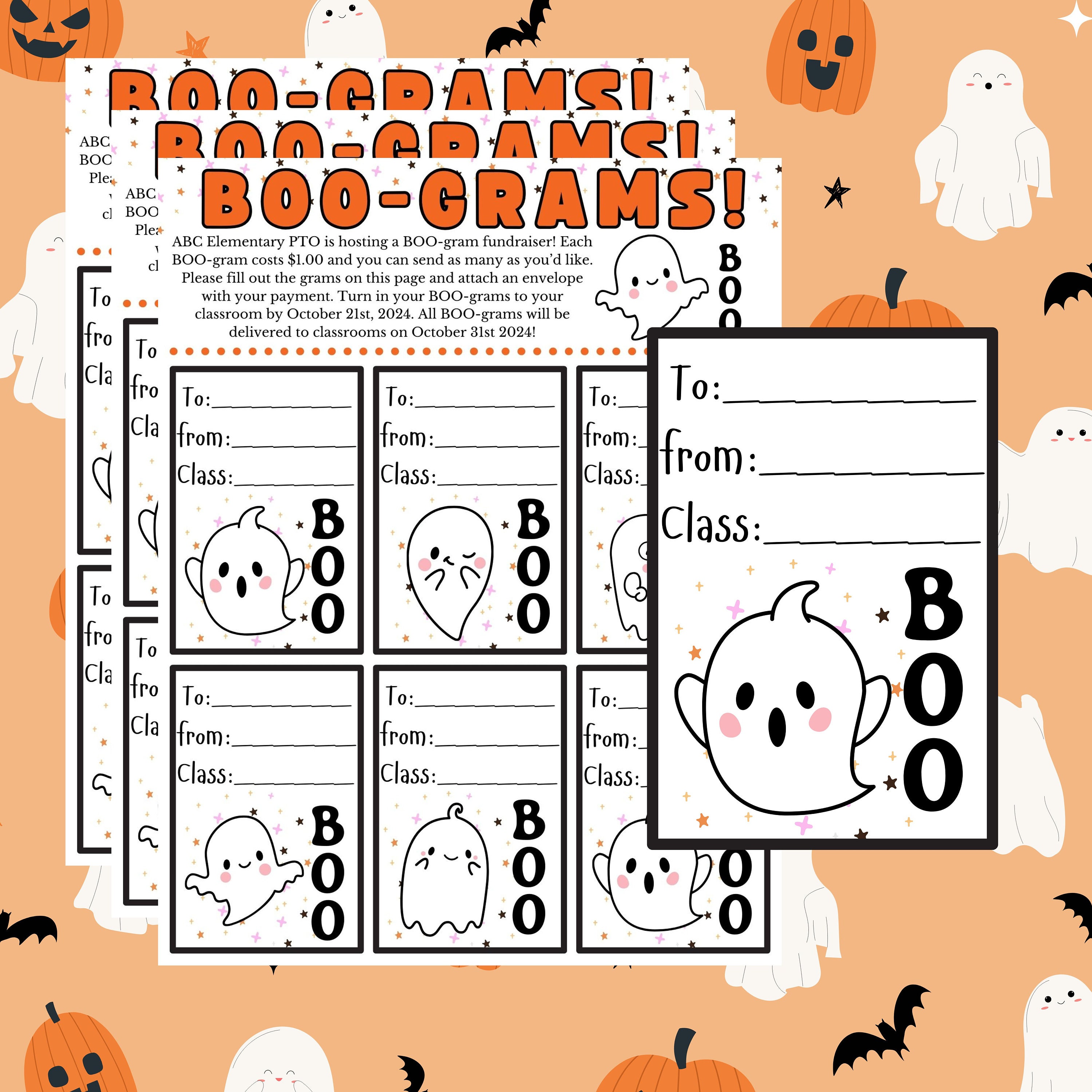 Boo Grams Fundraiser, Editable Halloween Candy Grams, Printable Boo ...