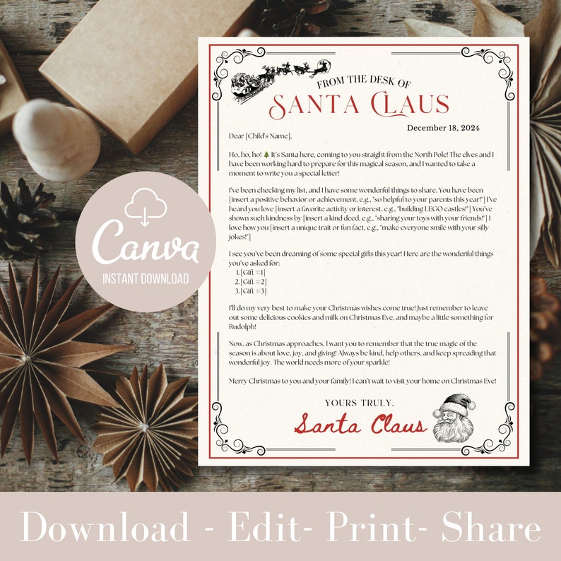 Personalized Santa Letter, Printable Letter to Santa, Nice List ...