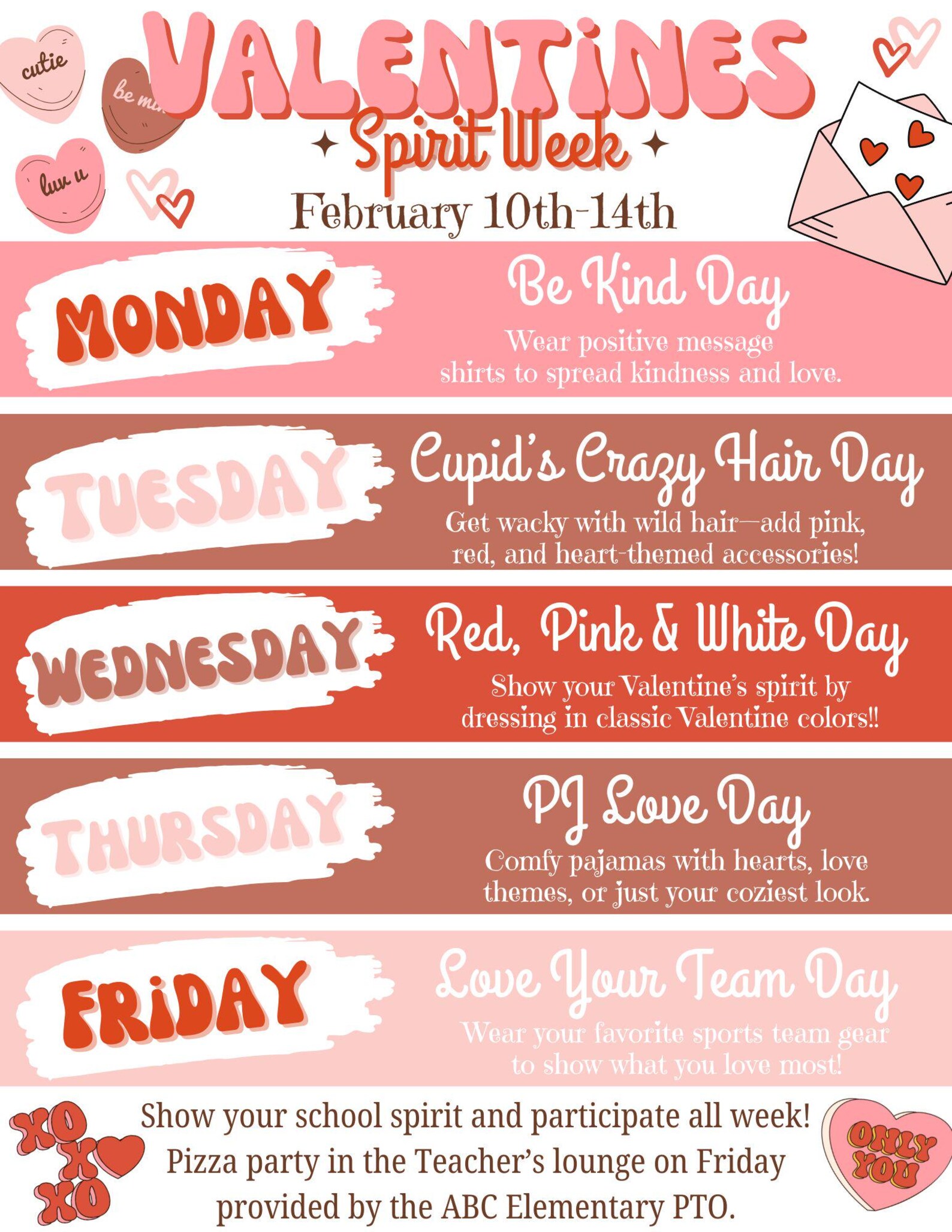 Valentine Spirit Week, Editable Flyer, Classroom Party, Invitation ...