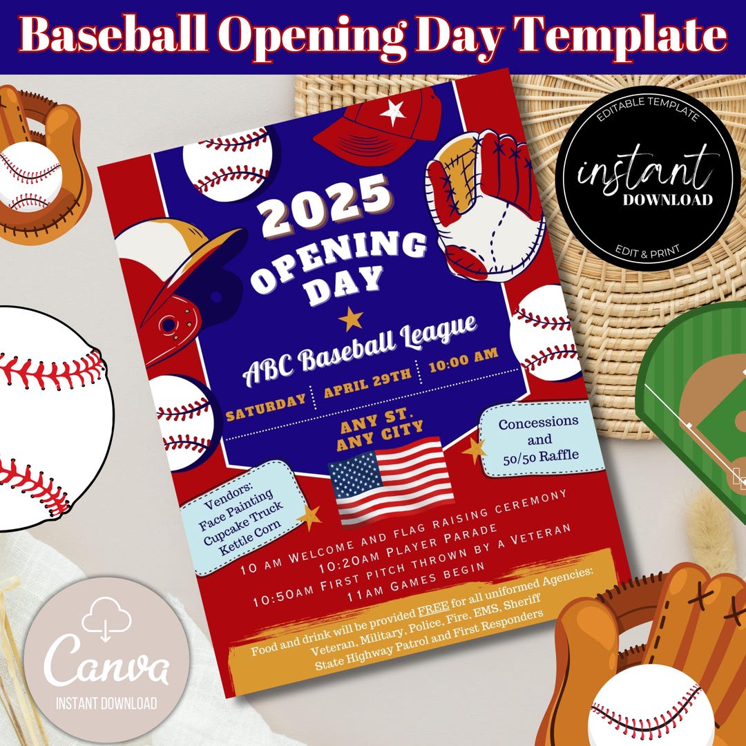 Baseball Opening Day Template, Customize Event Flyer, Baseball Signups ...