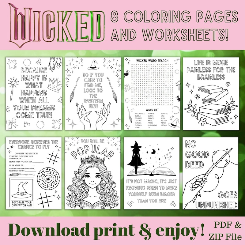 Wicked for Good Colouring - Etsy