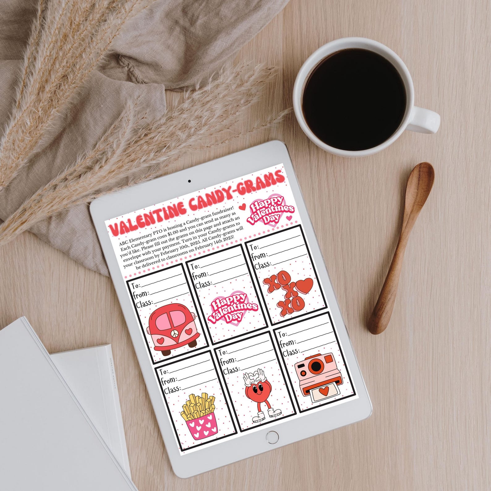 Candy Grams Fundraiser, Retro Editable Valentine Candy Grams, Printable ...