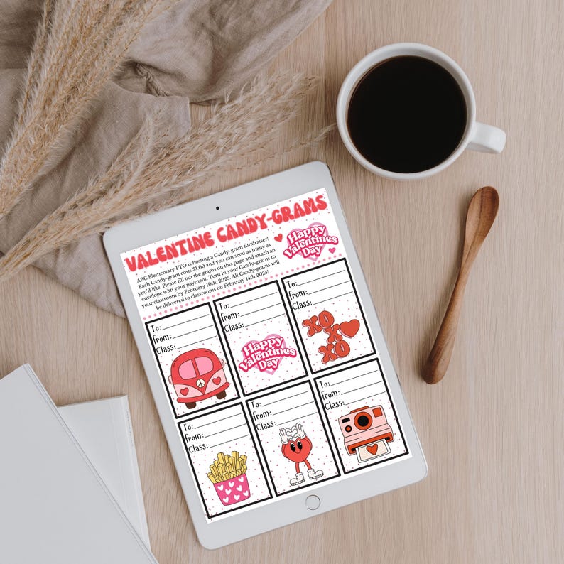 Candy Grams Fundraiser, Retro Editable Valentine Candy Grams, Printable ...