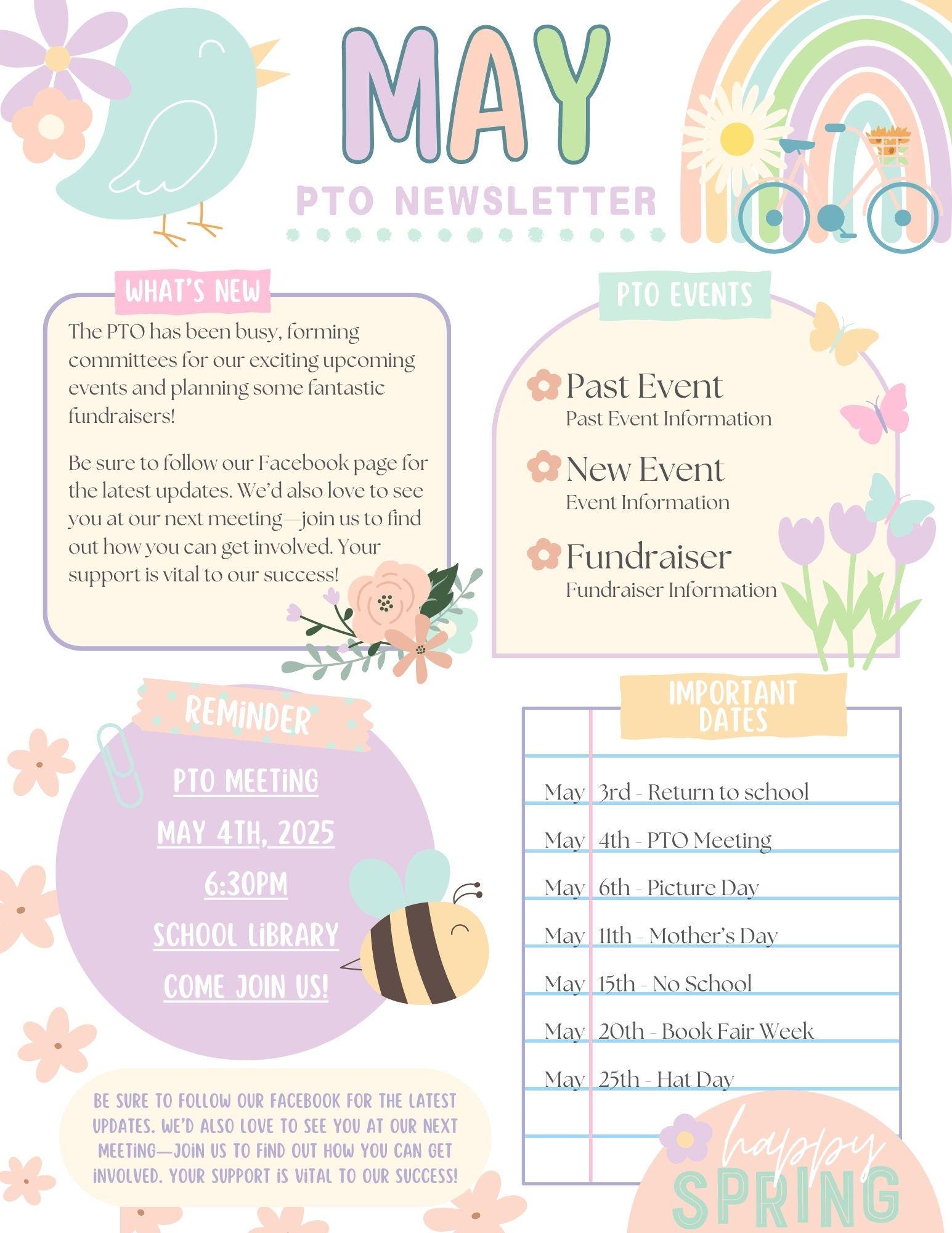 May Newsletter, PTO News, PTA, Teacher Classroom, Customize Newsletter ...