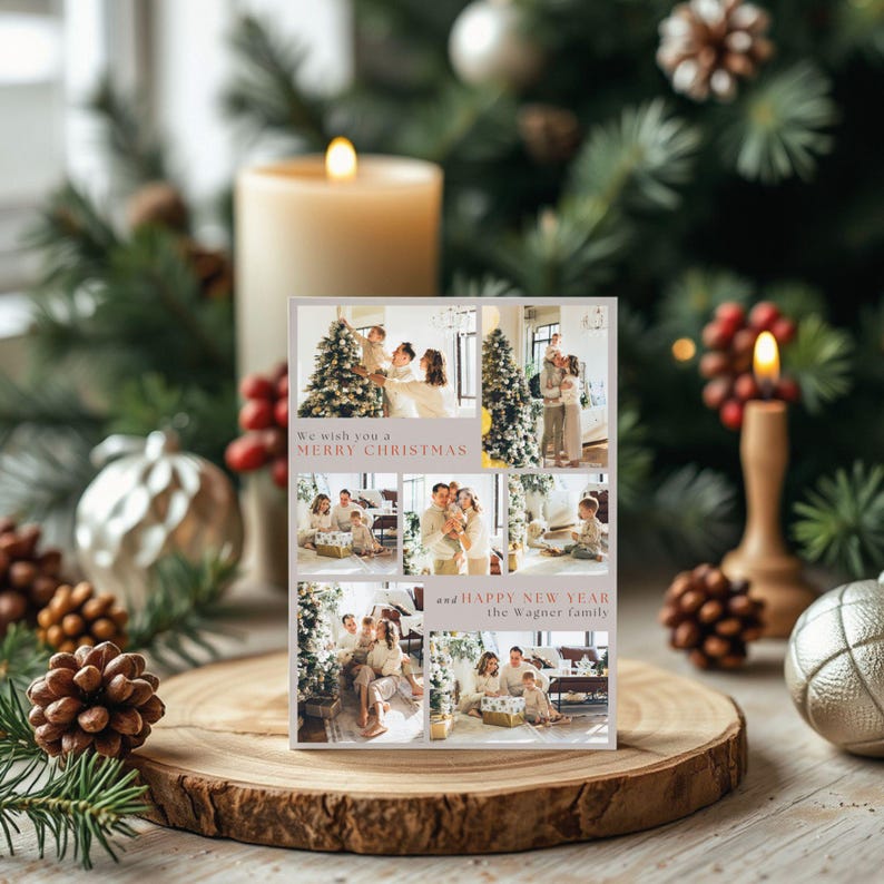 Editable Christmas Card Template, DIY Holiday Card, Canva, Digital ...