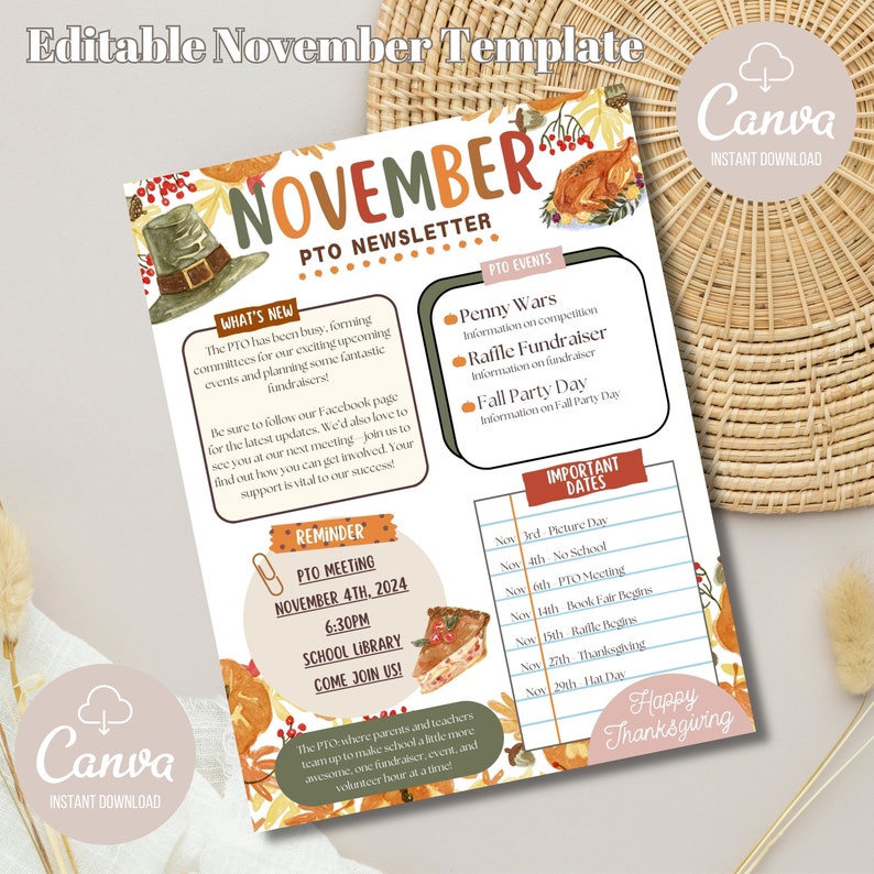 November Newsletter, PTO News, PTA, Teacher Classroom, Fall Newsletter ...