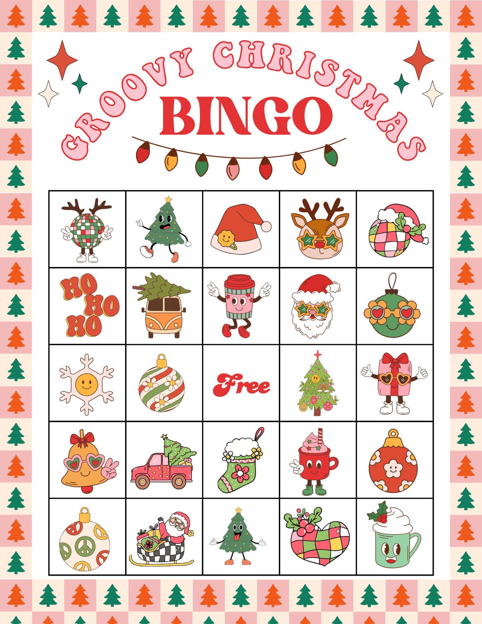 Printable Christmas Bingo Sheets, Party Game, Retro Theme, Homeschool ...
