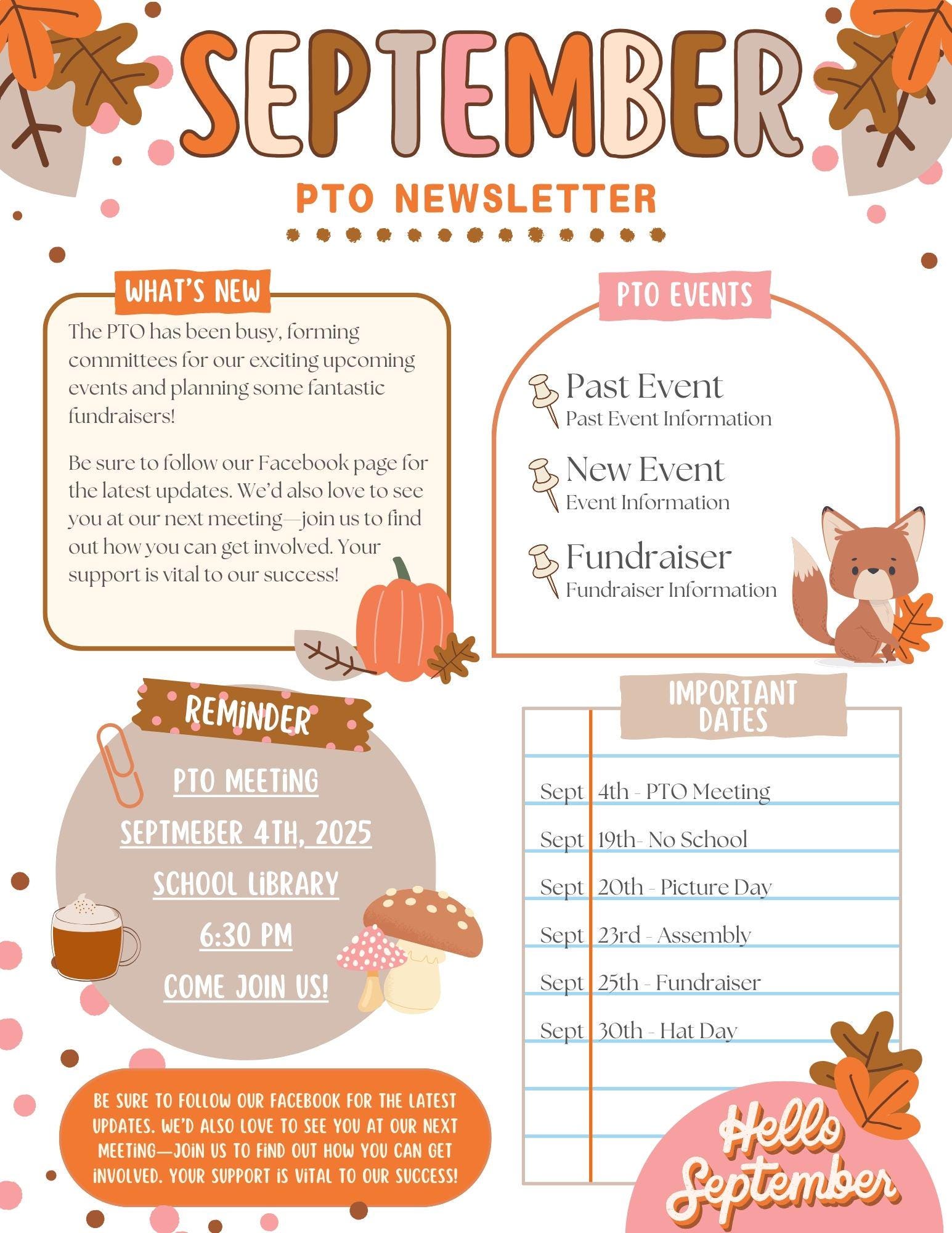 August Newsletter, PTO News, PTA, Teacher Classroom, Fall Newsletter ...