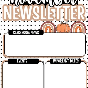 November Newsletter, PTO News, PTA, Teacher Classroom, Fall Newsletter ...