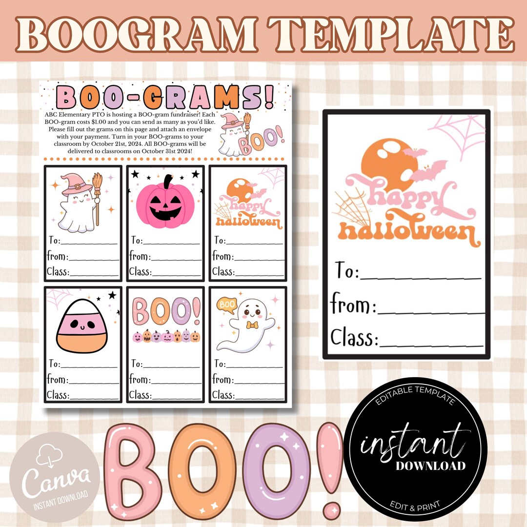 Editable Halloween Boo Grams: School Fundraiser, PTO PTA (canva ...
