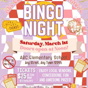 Editable Bingo Night Flyer Template, Canva Design, Fundraiser Flyer ...