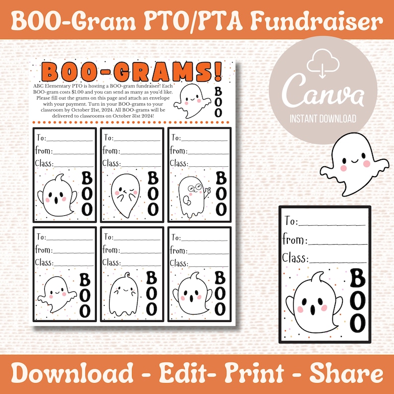Boo Grams Fundraiser, Editable Halloween Candy Grams, Printable Boo ...
