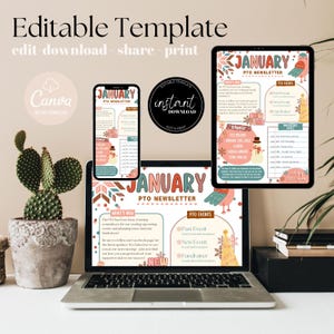 January Newsletter, PTO, PTA, Classroom Information, Canva Template ...