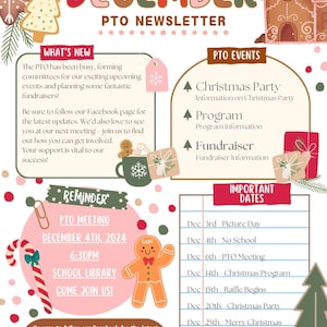 December Newsletter, PTO, PTA, Classroom Information, Editable Canva ...
