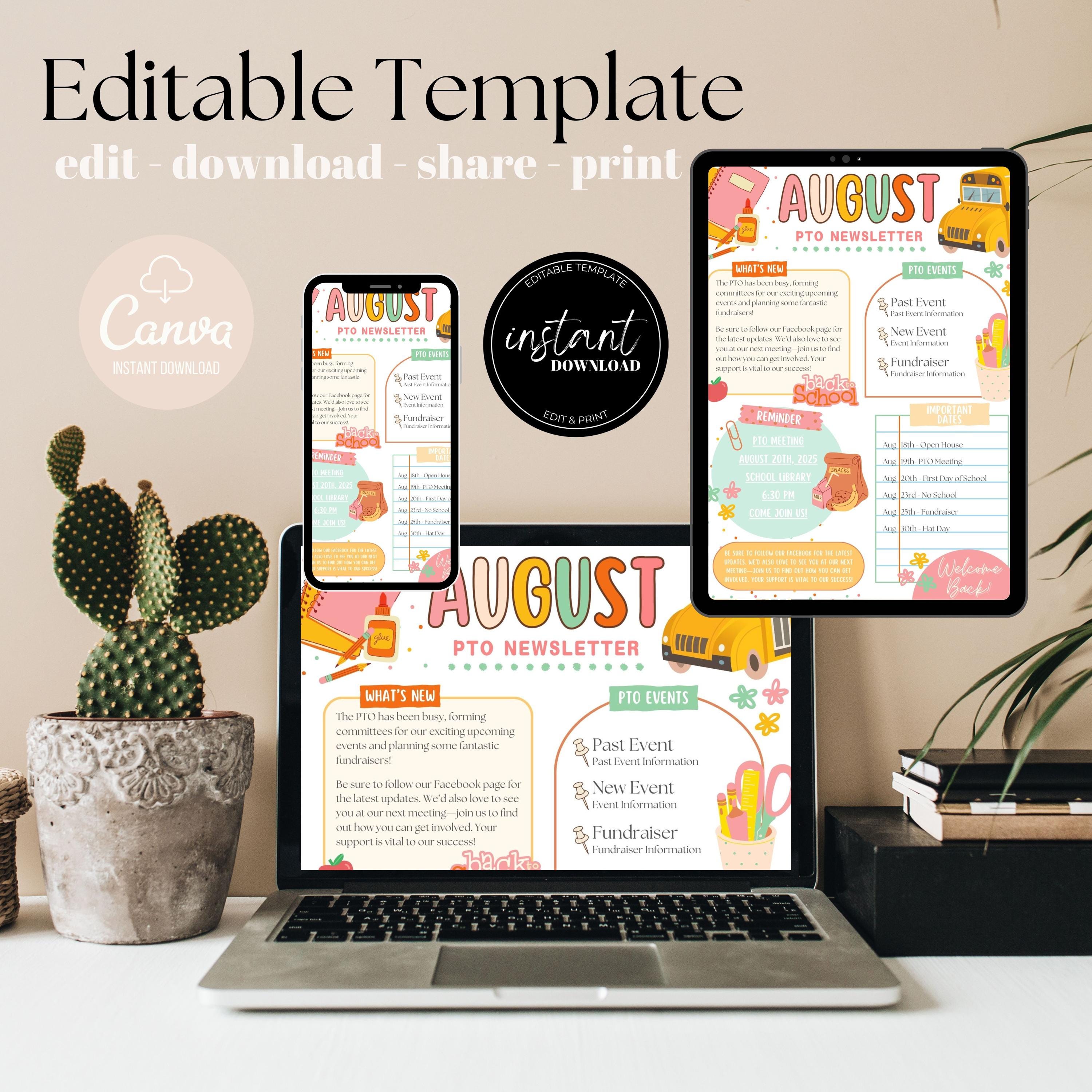 August Newsletter, PTO News, PTA, Teacher Classroom, Fall Newsletter ...