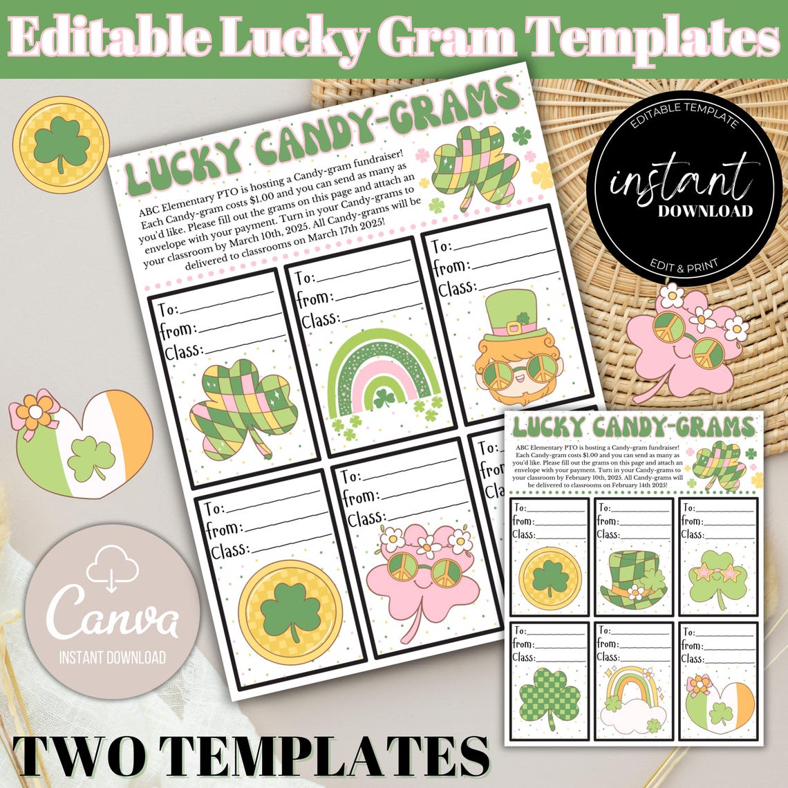 Lucky Candy Grams Fundraiser, Editable St. Patrick's Day Candy Grams ...