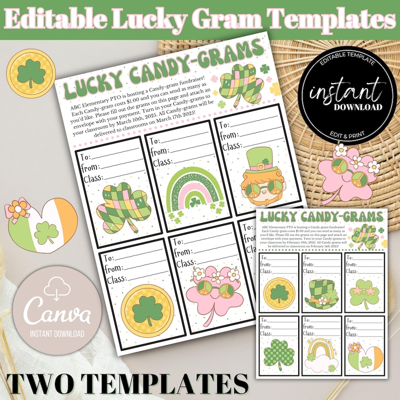 Lucky Candy Grams Fundraiser, Editable St. Patrick's Day Candy Grams ...