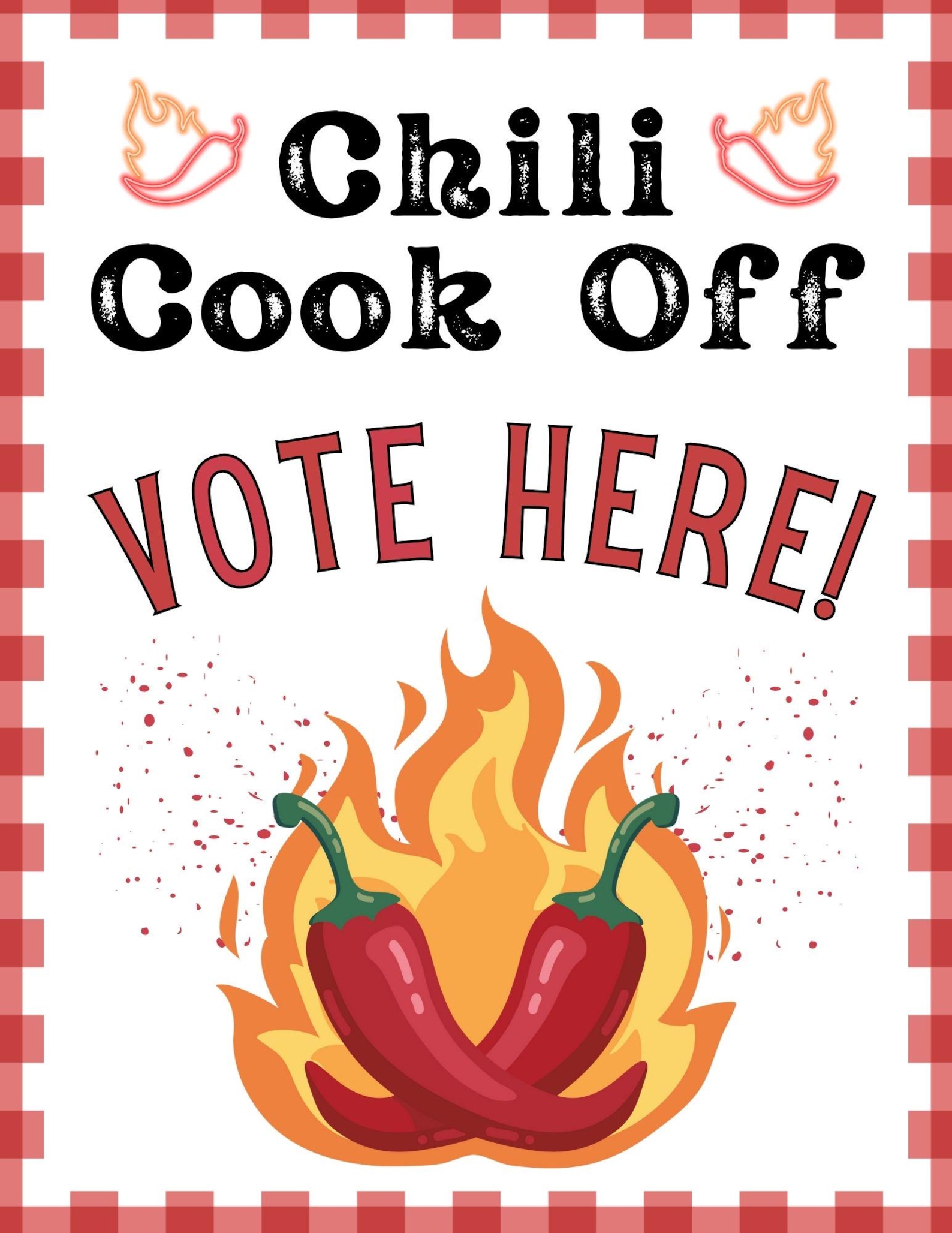 Chili Cook-off Score Card, Signs, Printable, Digital Download, Contest ...