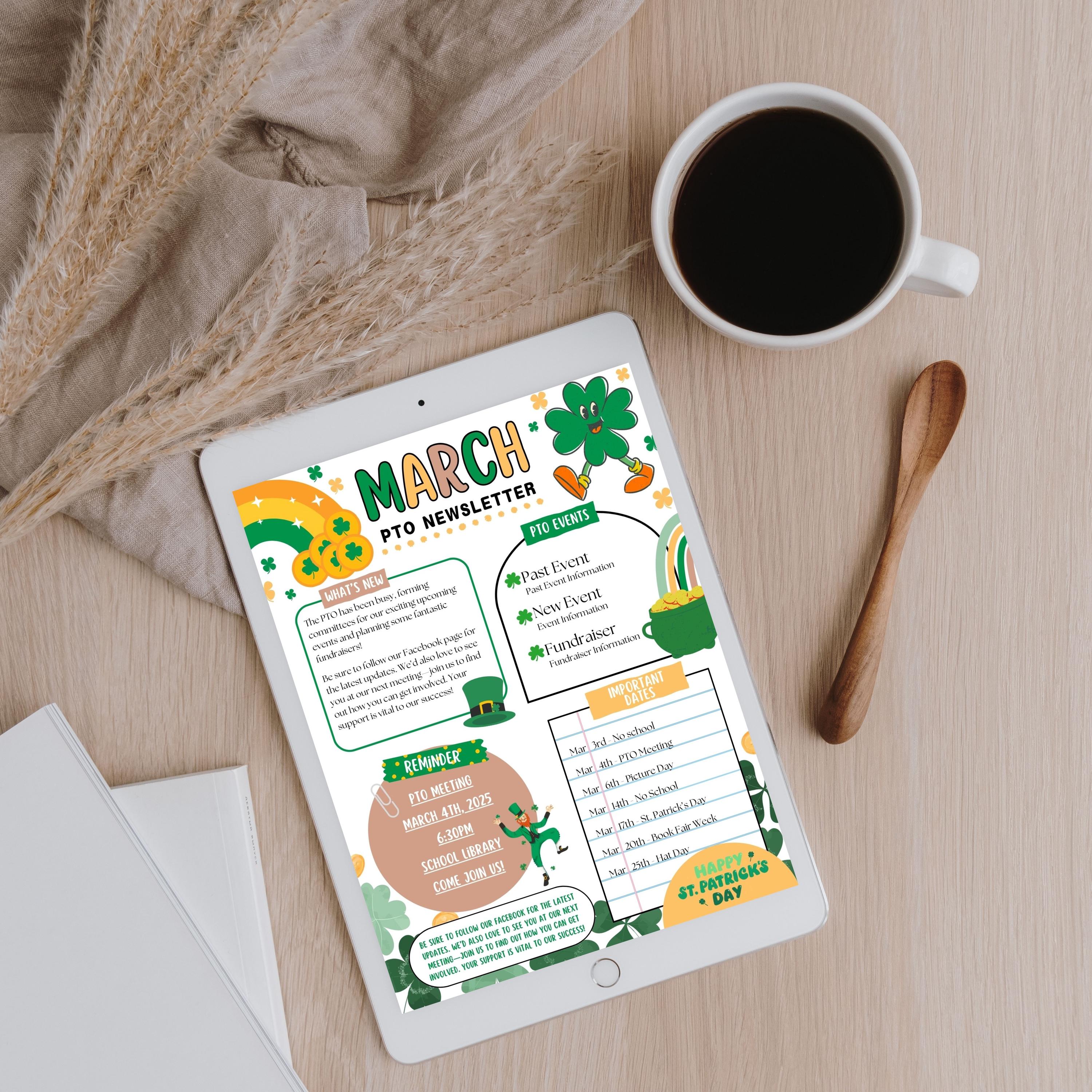 March Newsletter, PTO News, PTA, Teacher Classroom, St Patricks Day ...