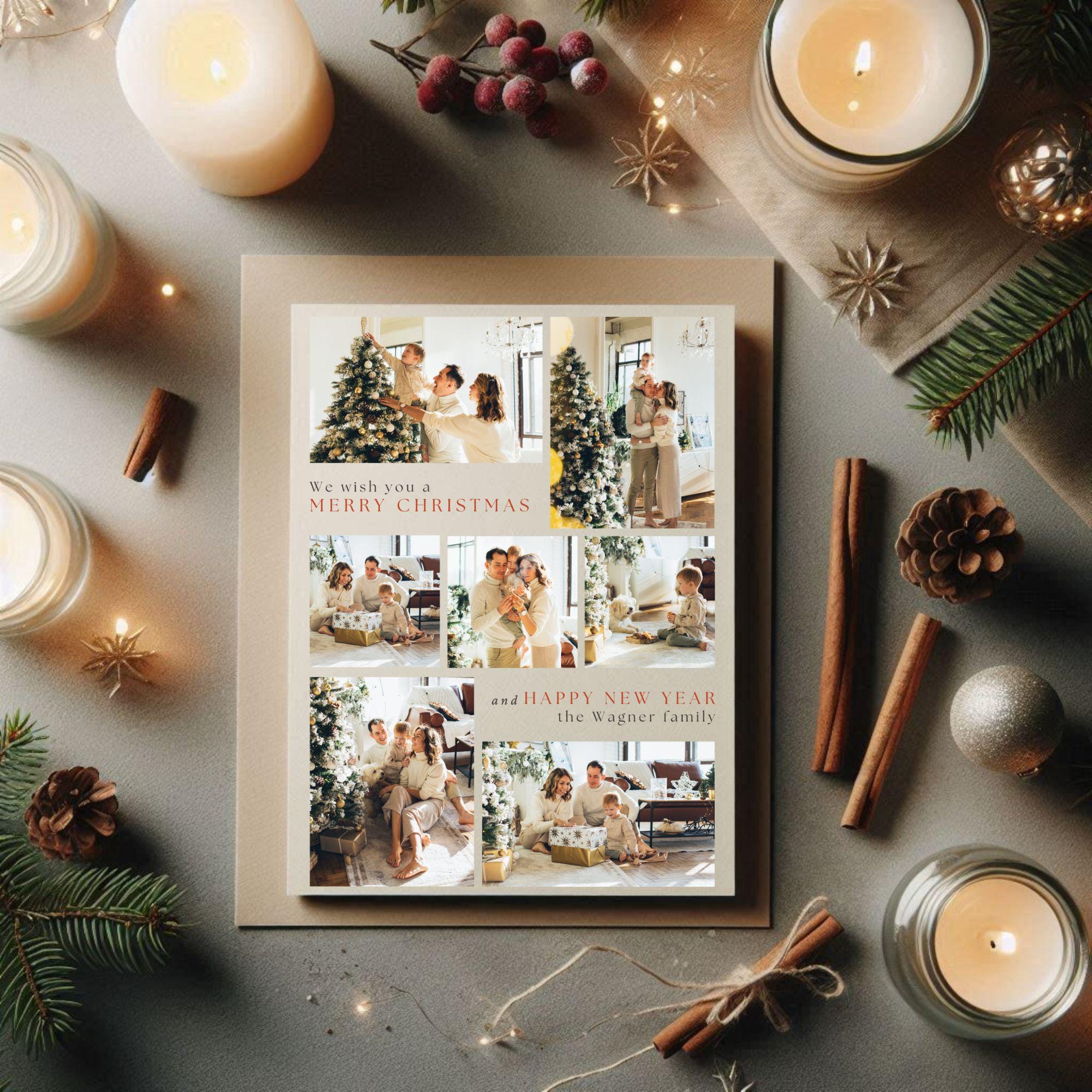 Editable Christmas Card Template, DIY Holiday Card, Canva, Digital ...