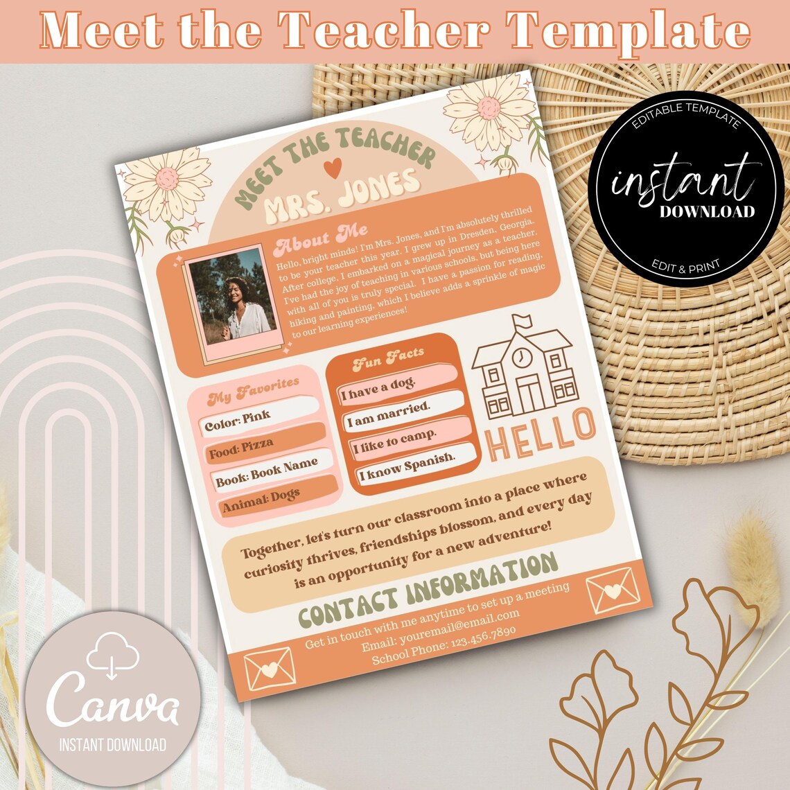 Editable Boho Meet the Teacher Template: Back to School Flyer (canva ...