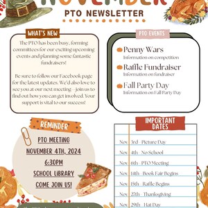 November Newsletter, PTO News, PTA, Teacher Classroom, Fall Newsletter ...