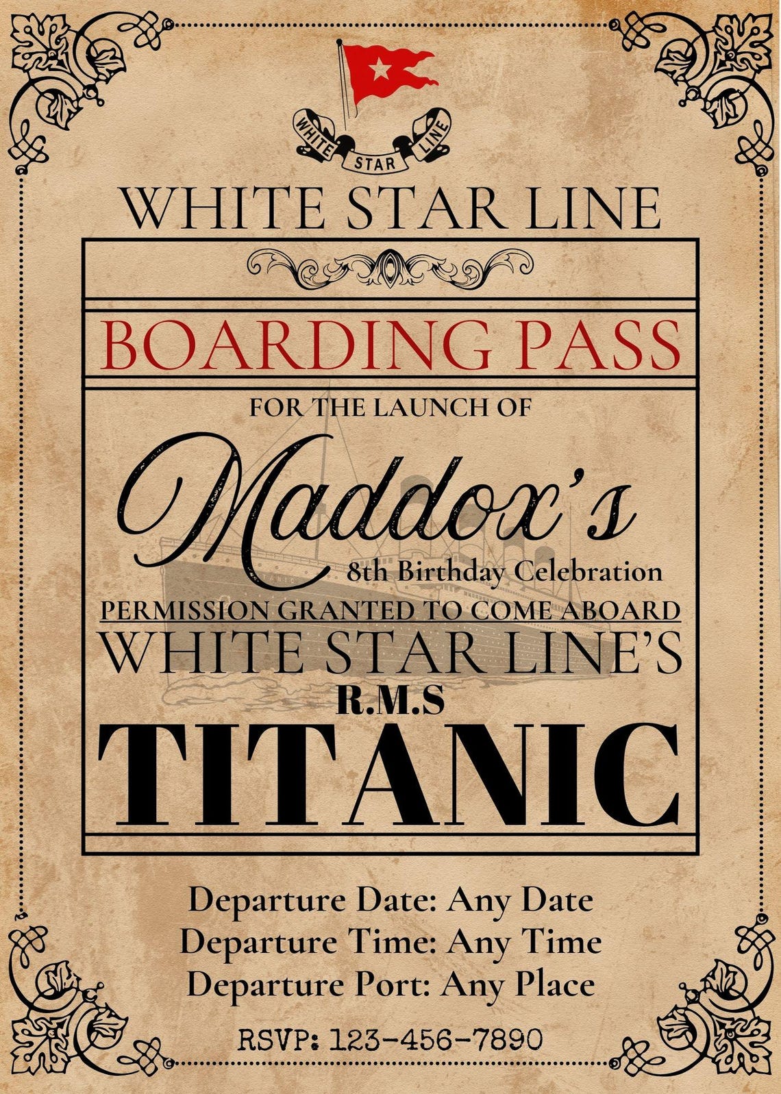 Titanic Birthday Invitation, Boat Birthday, Editable Digital Template ...