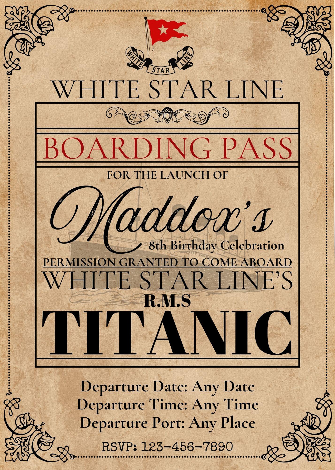 Titanic Birthday Invitation, Boat Birthday, Editable Digital Template ...