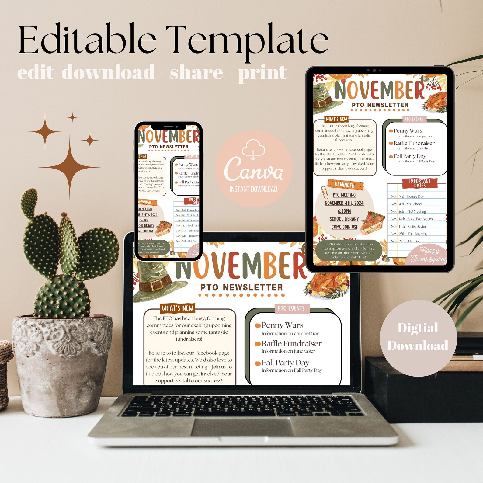 November Newsletter, PTO News, PTA, Teacher Classroom, Fall Newsletter ...