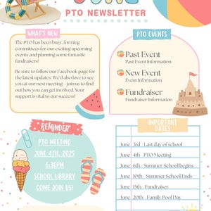 June Newsletter, PTO News, PTA, Teacher Classroom, Customize Newsletter ...