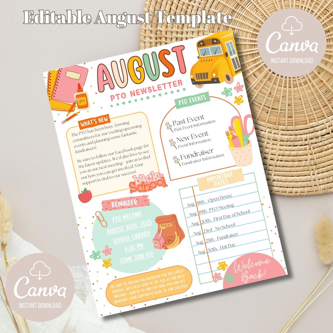 August Newsletter, PTO News, PTA, Teacher Classroom, Fall Newsletter ...