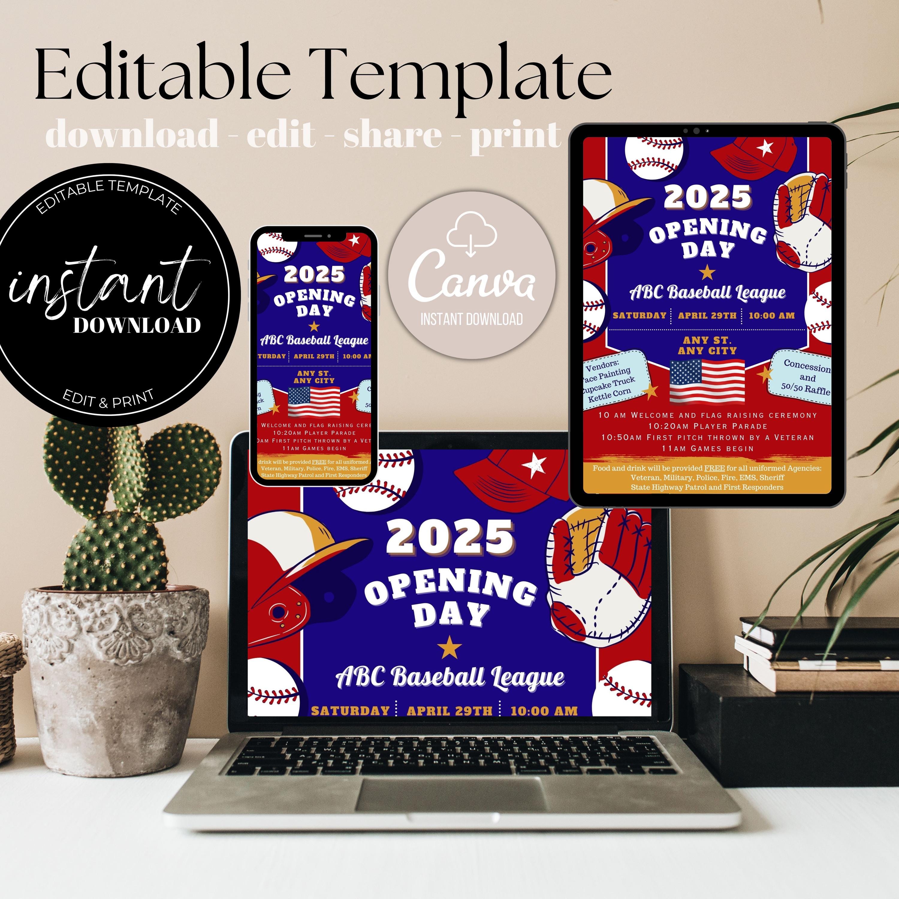 Baseball Opening Day Template, Customize Event Flyer, Baseball Signups ...