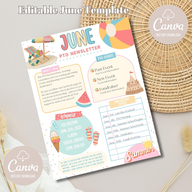 June Newsletter, PTO News, PTA, Teacher Classroom, Customize Newsletter ...