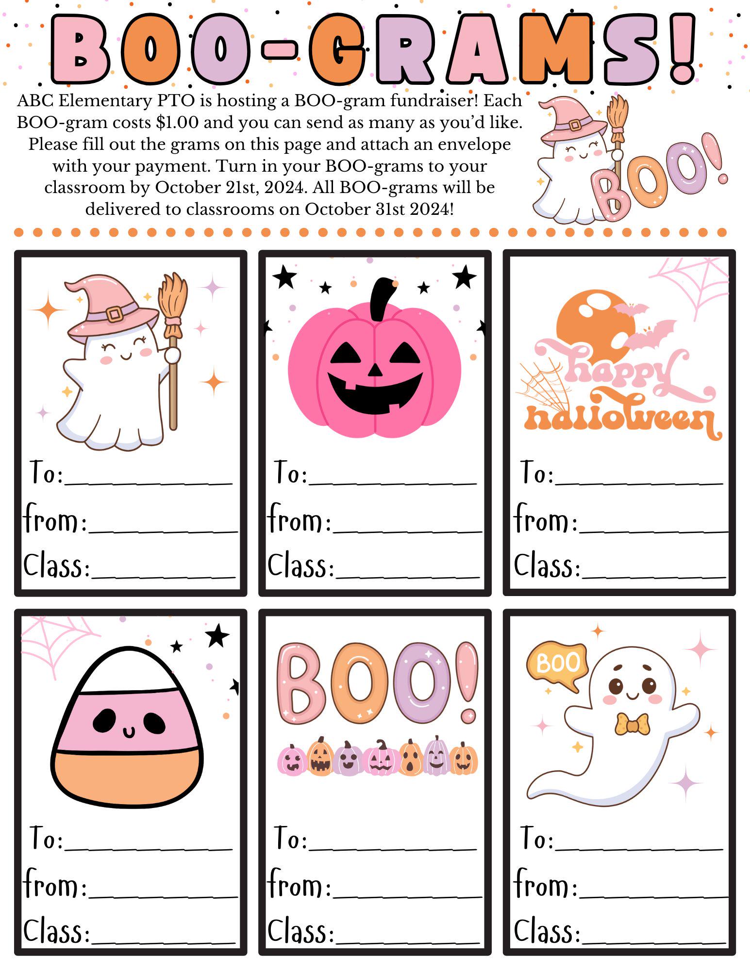 Editable Halloween Boo Grams: School Fundraiser, PTO PTA (canva ...