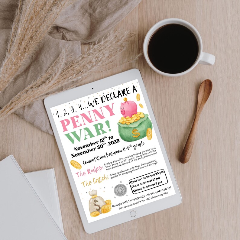 Penny War Flyer, Coin Fundraiser, Customizeable Flyer, PTA Canva ...