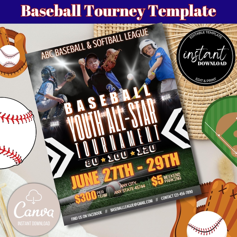 Baseball Tournament Template, Customizable Flyer, Signups, Tournament ...