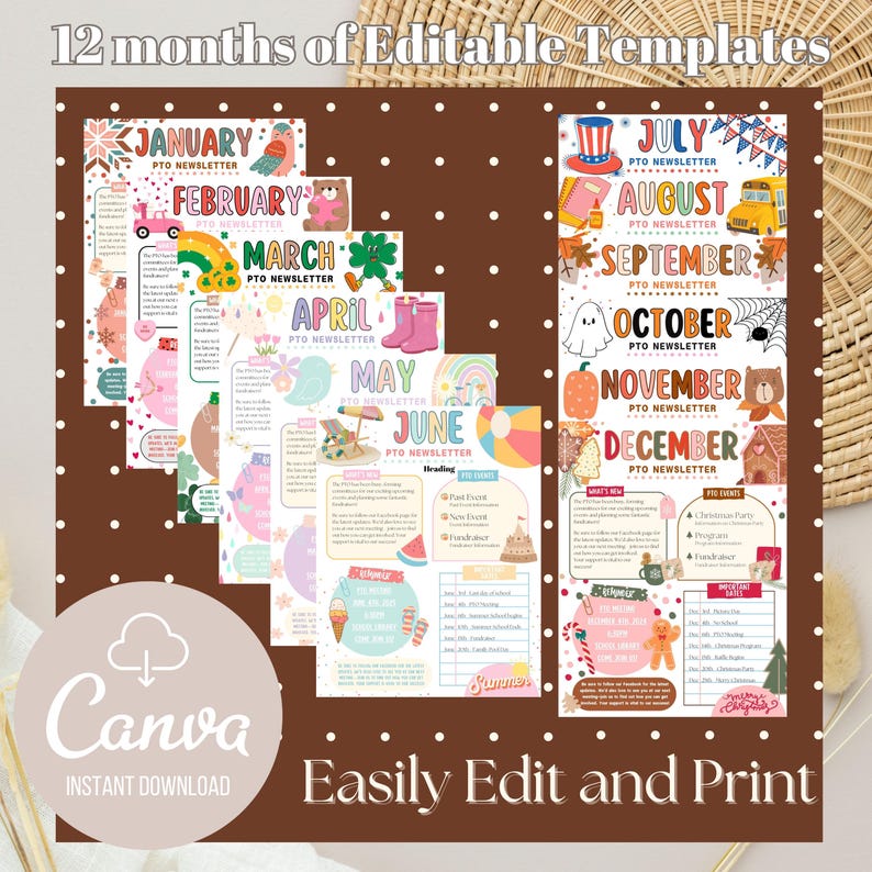 12 Month Newsletter, Pto Information, Pta Flyer, Classroom Printable ...