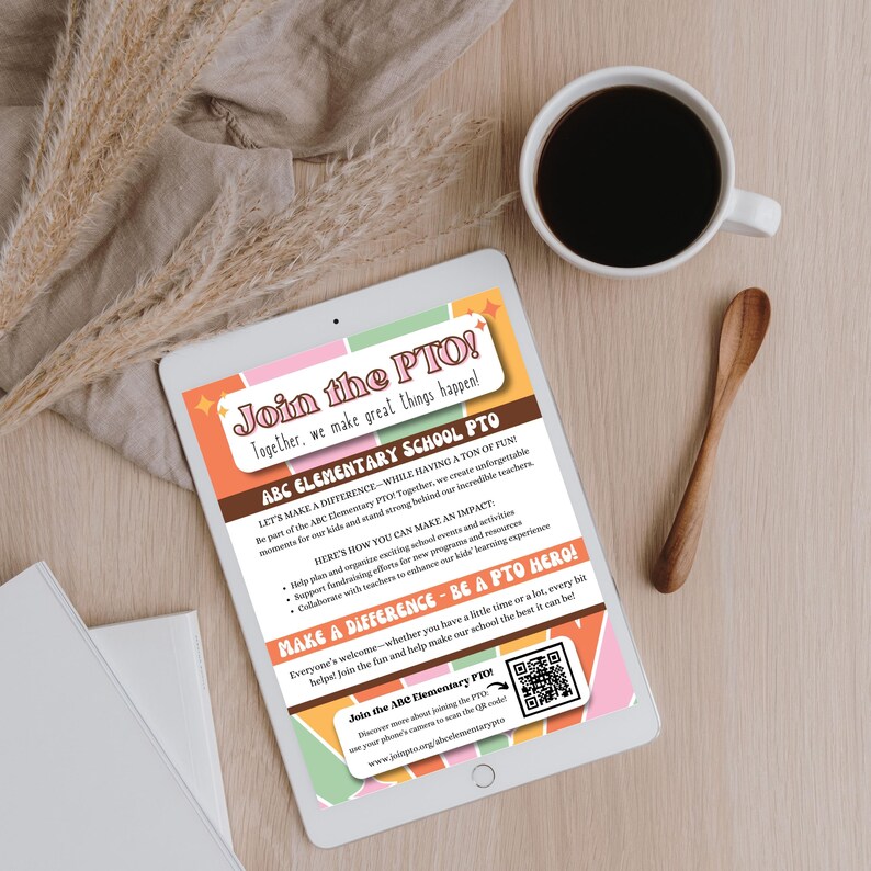 Retro PTO Flyer Template: Editable School Parent Invite (canva Download ...