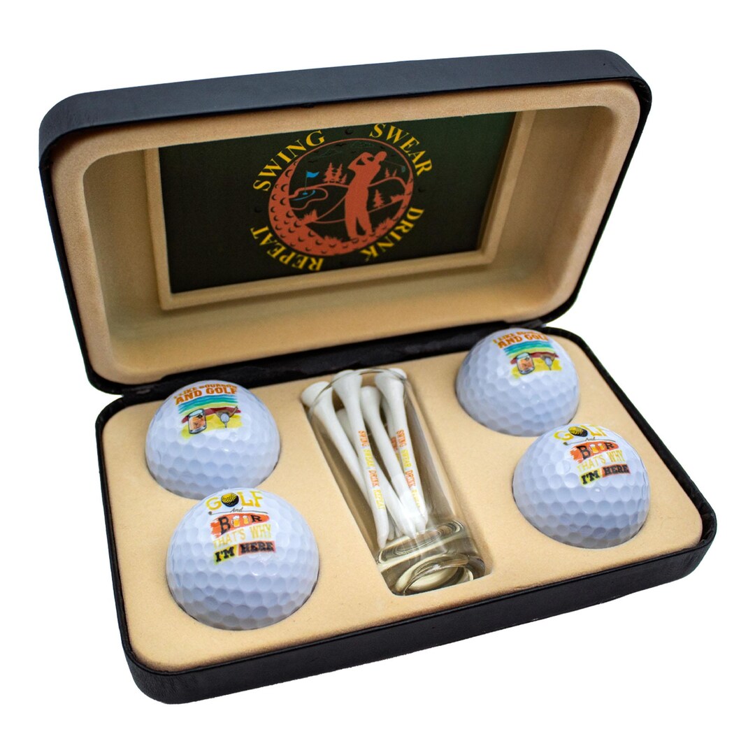 Golfing and Drinking Golf Gift Set – Premium Novelty Golf Balls, Tees ...